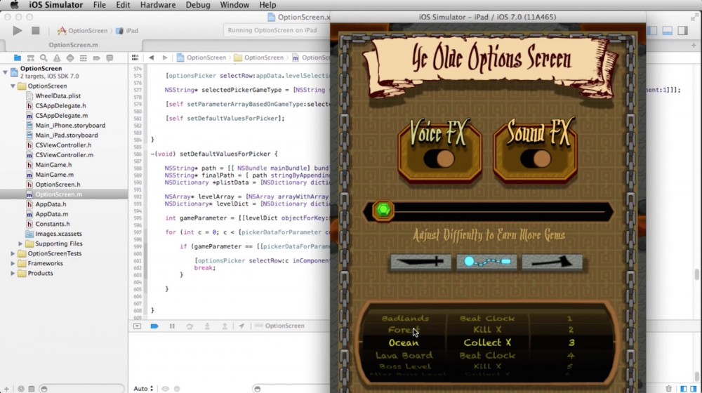 Option Screens for UIView or SpriteKit Apps | CartoonSmart.com